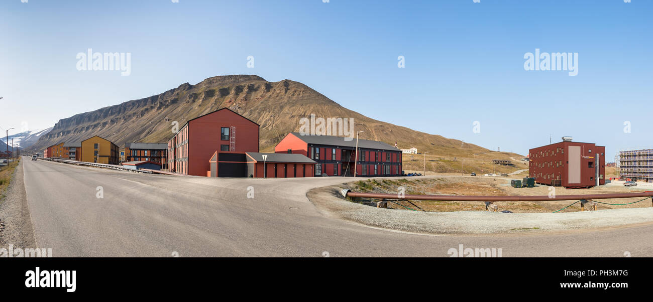 Longyearbyen, Svalbard, Norway - August 13th, 2018: Panorama of ...