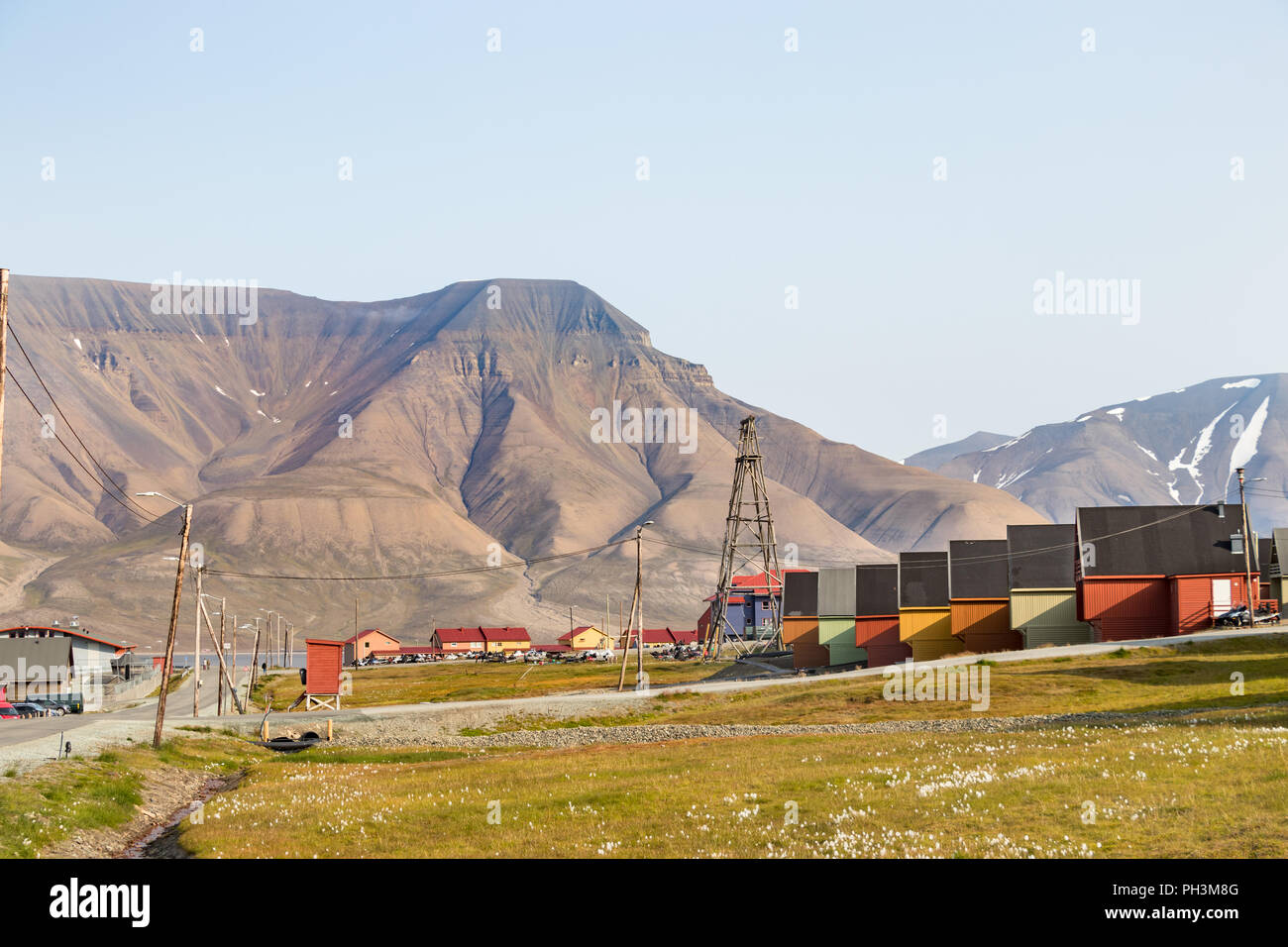 Longyearbyen, Svalbard, Norway - August 13th, 2018: Colorful wooden ...