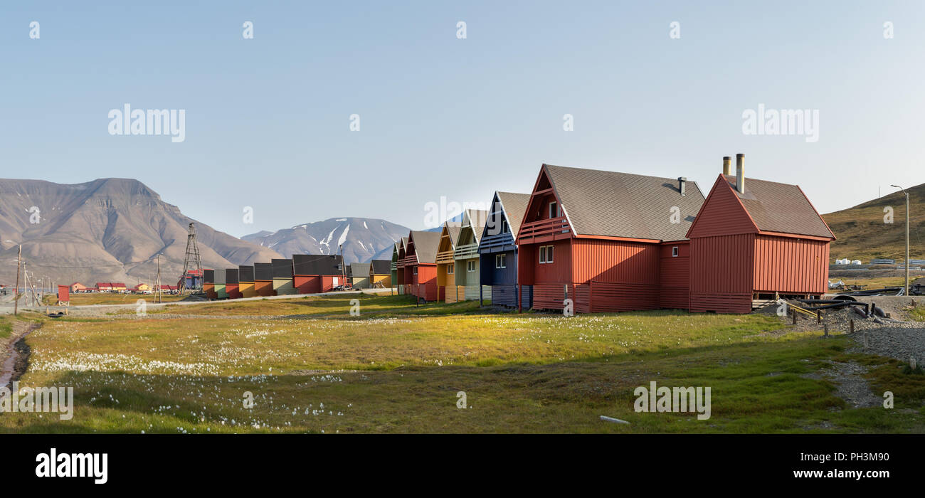 Longyearbyen, Svalbard, Norway - August 13th, 2018: Panorama of ...