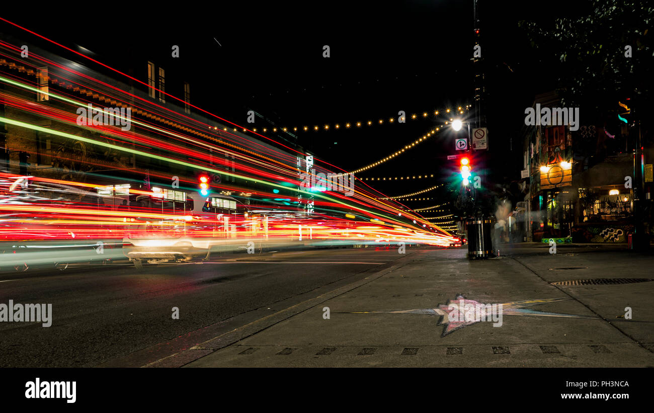 Streamlight in the city street light car light streamlight cars Stock ...