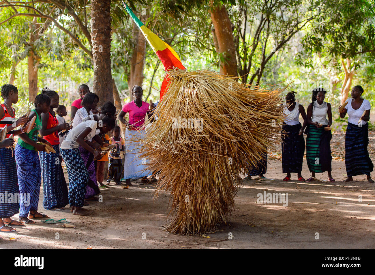 Kaguit vil., SENEGAL - APR 30, 2017: Unidentified Diola man in a hay ...