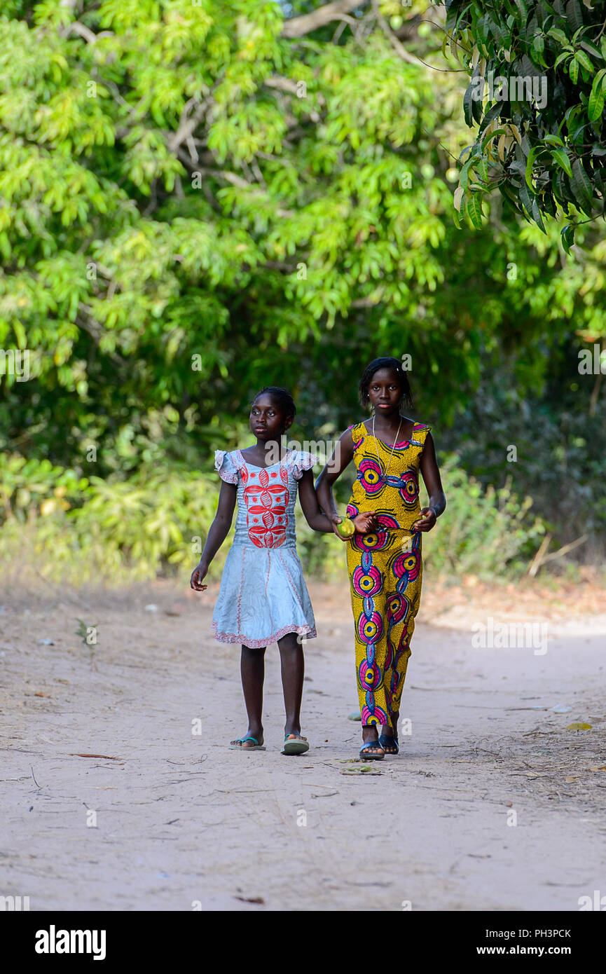 OUSSOUYE, SENEGAL - APR 30, 2017: Unidentified Senegalese two beautiful ...
