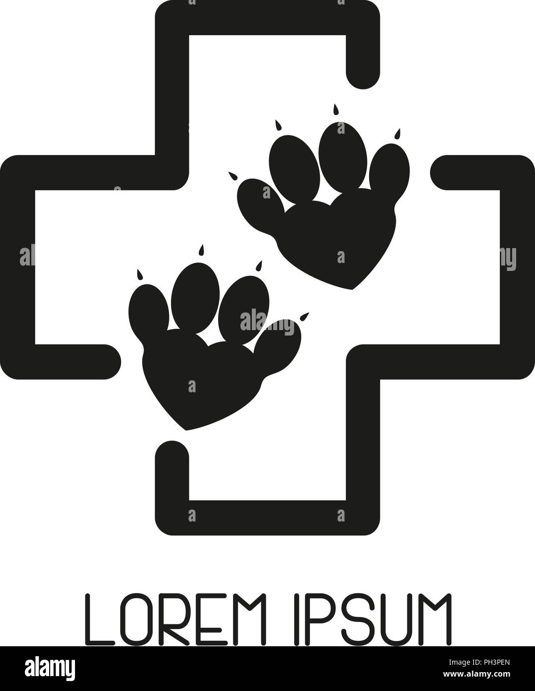 Pet First Aid logo. cross with pet paw Stock Vector Image & Art - Alamy