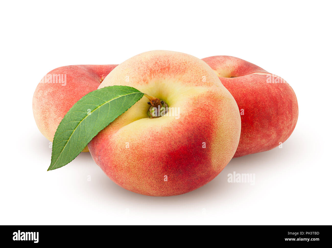Flat peach isolated on white background, clipping path, full depth of ...
