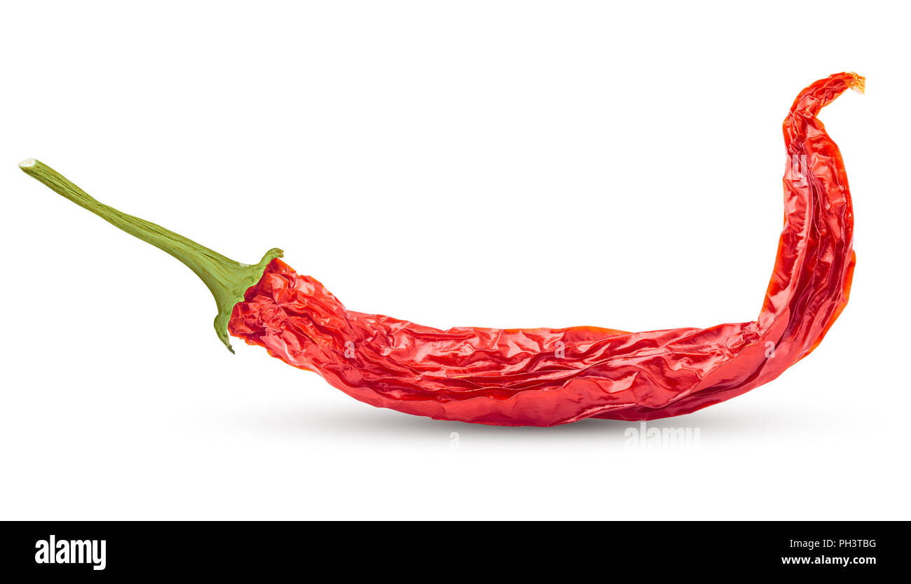dry red hot chilli pepper on white background, isolated, clipping path ...