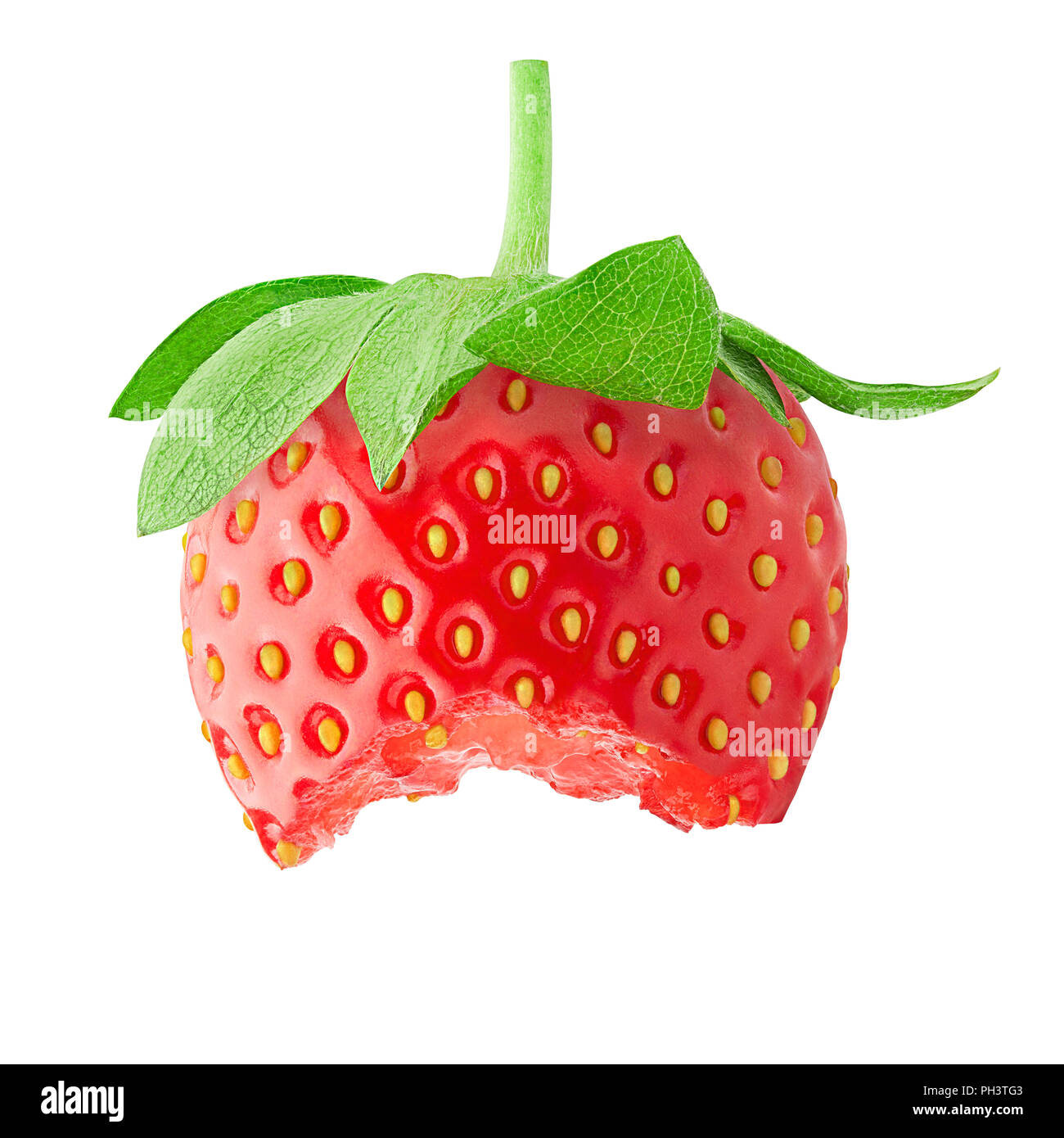 Bite strawberry isolated on white background, clipping path, full depth ...