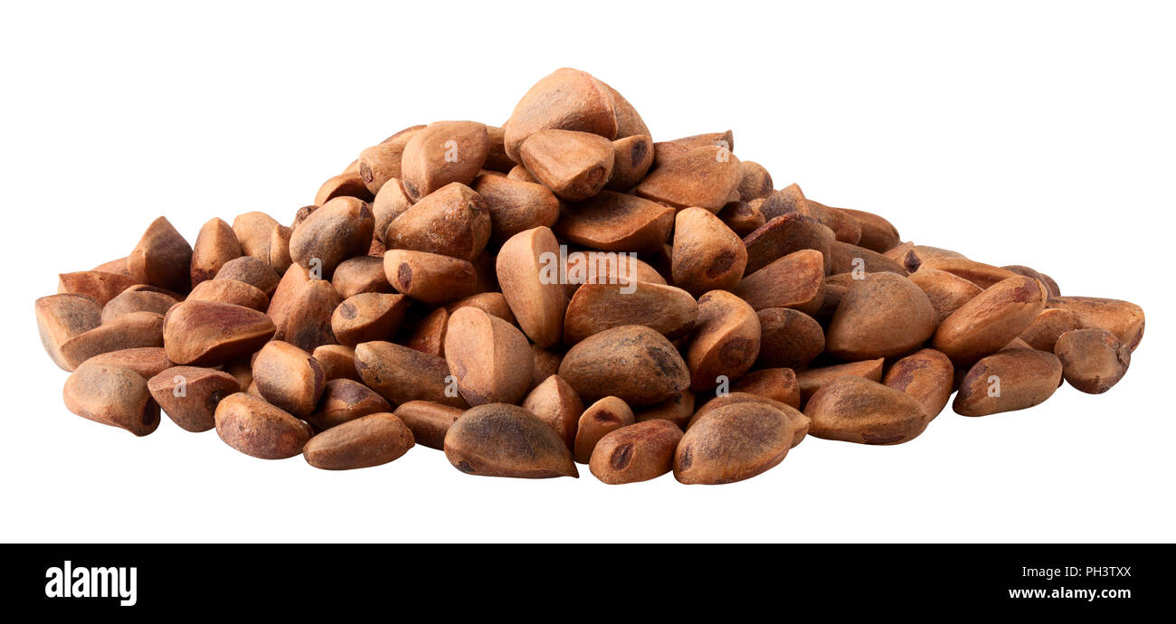 cedar nuts, isolated on white background, full depth of field, clipping ...