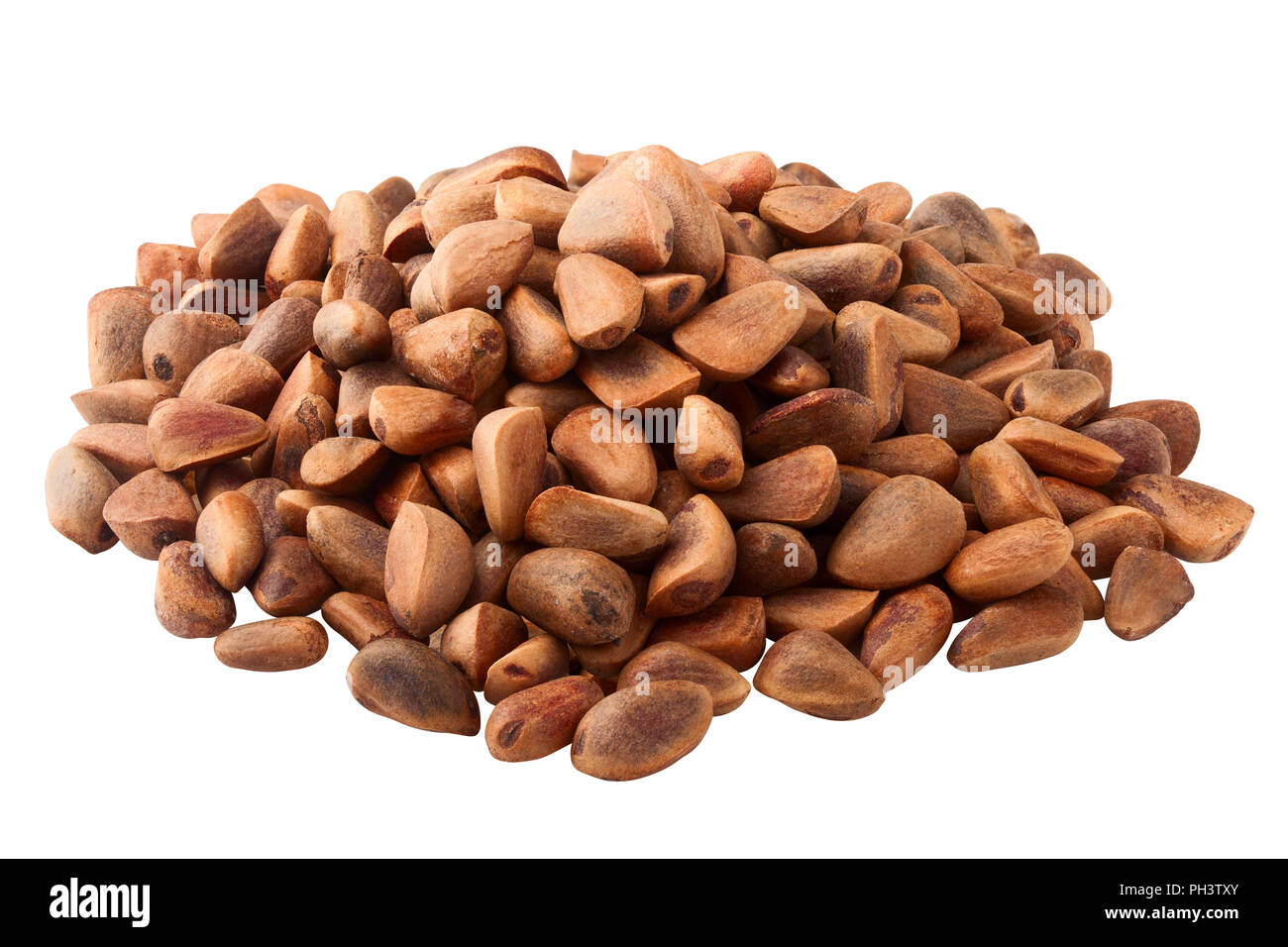 cedar nuts, isolated on white background, full depth of field, clipping ...