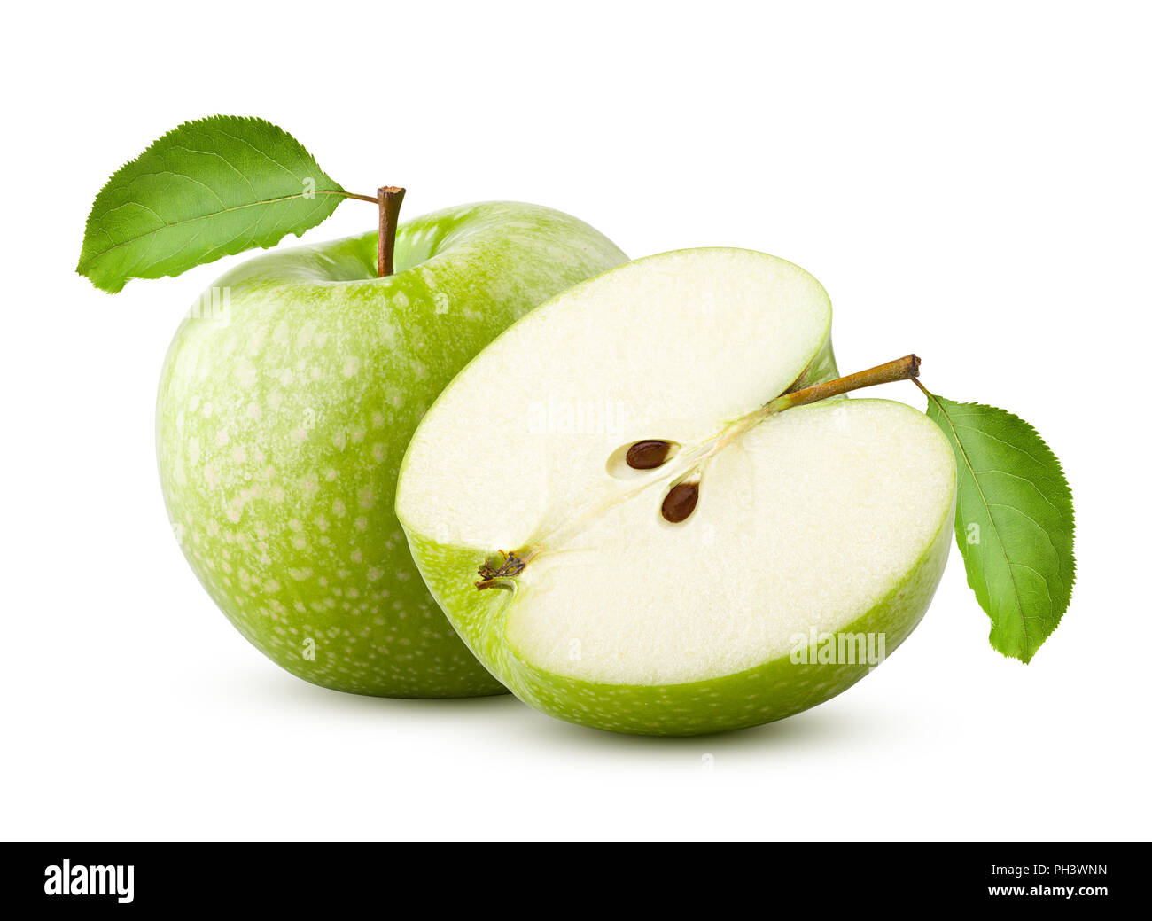 Green juicy apple isolated on white background, clipping path, full ...