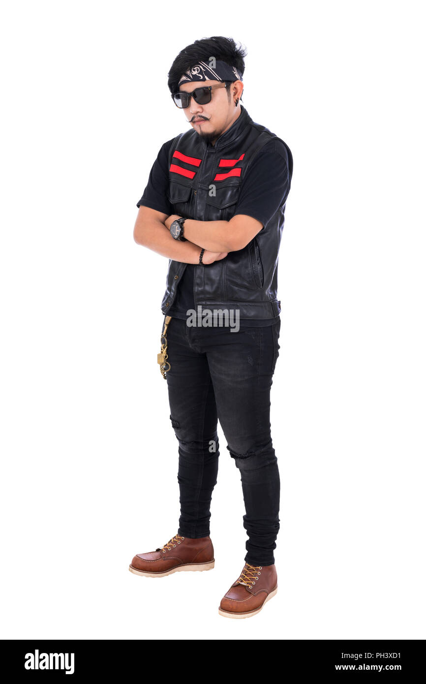 Man in leather jacket arms crossed hi-res stock photography and images ...