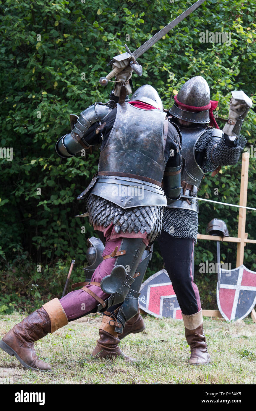 Rudabányácska, Hungary. 25th August, 2018. Men dressed as knights from ...