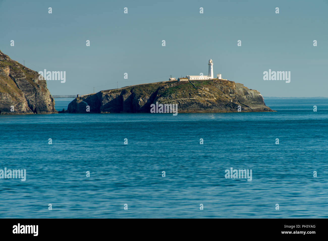 South Stack Cliffs and Lighthouse, Anglesey, from the north Stock Photo ...