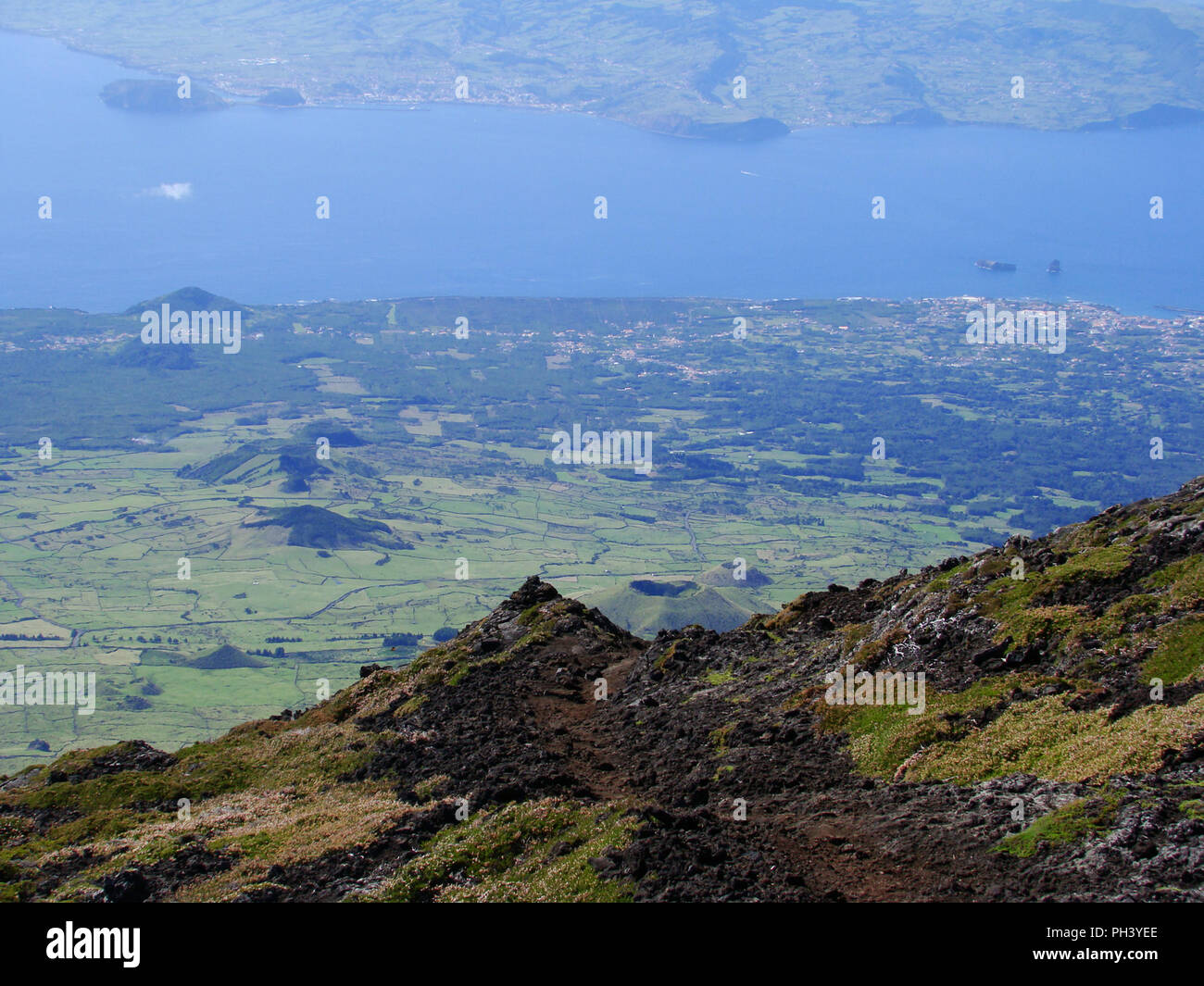 Faial island seen from the volcano in neighbouring Pico island, Azores ...