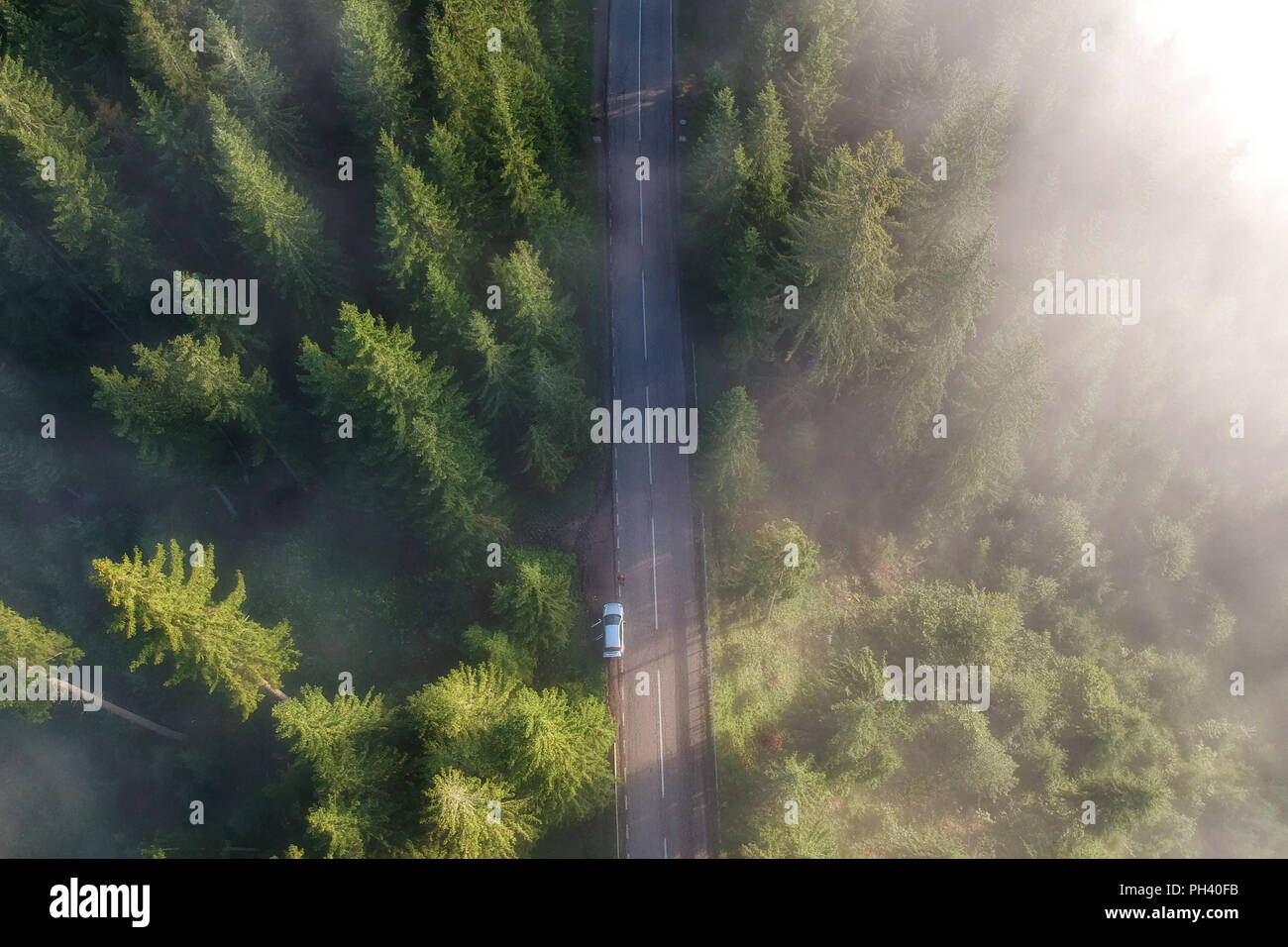 Aerial view of the mountain road Stock Photo - Alamy