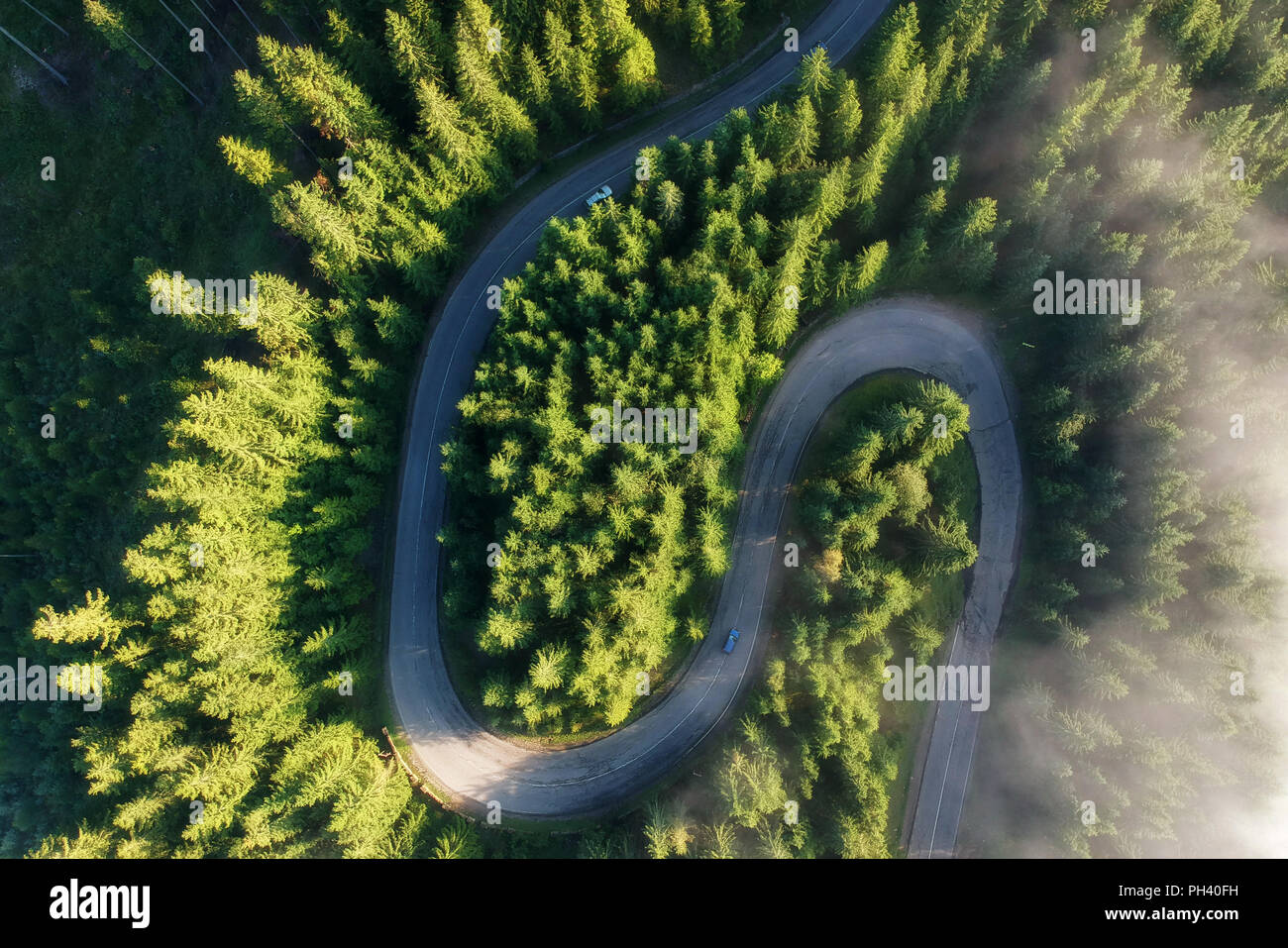 Aerial view of the mountain road Stock Photo - Alamy