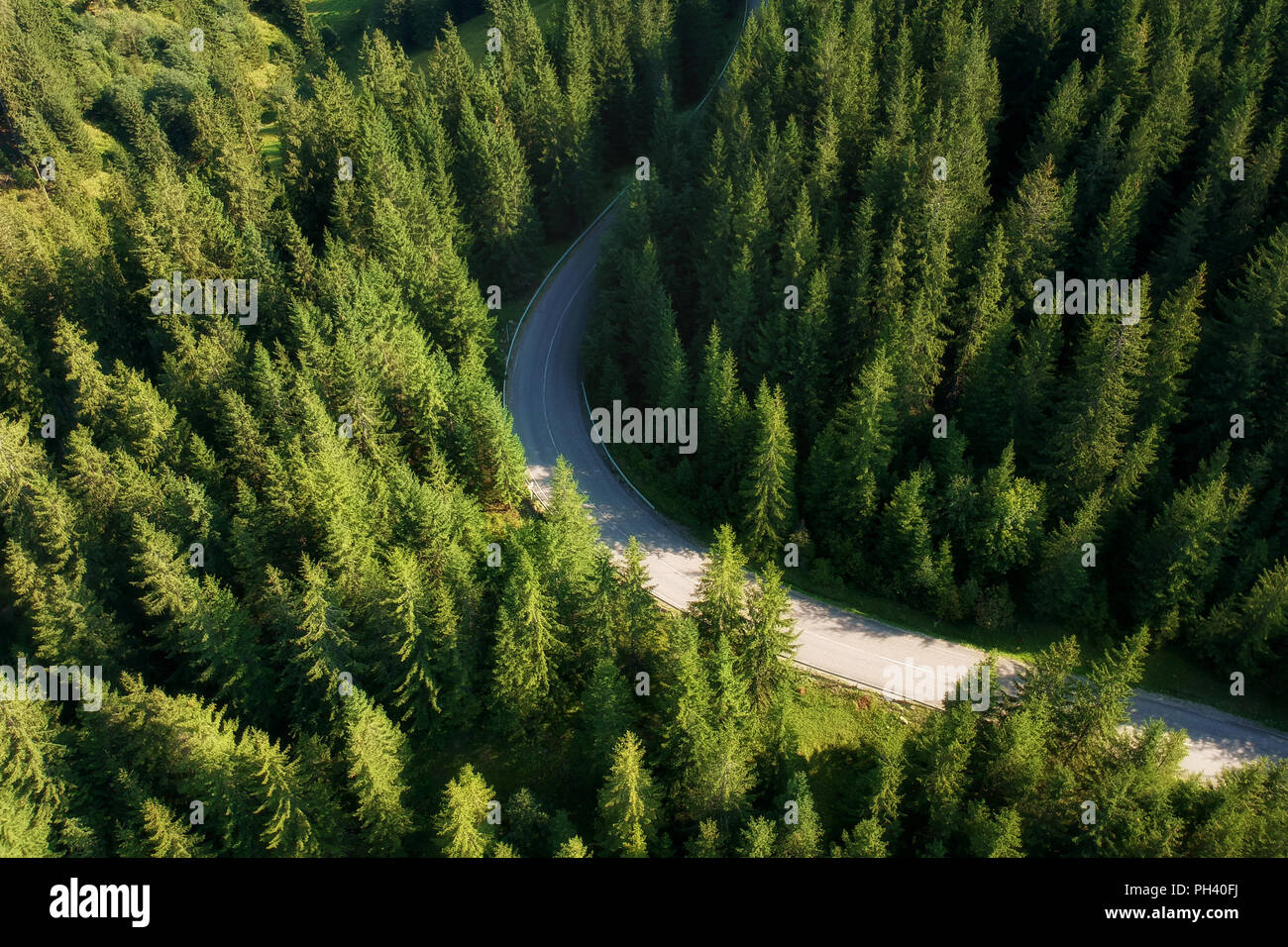 Aerial view of the mountain road Stock Photo - Alamy
