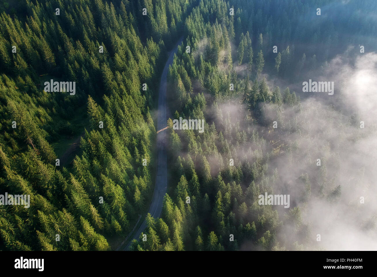 Aerial view of the mountain road Stock Photo - Alamy