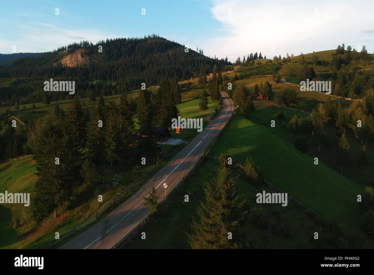 Aerial view of the mountain road Stock Photo - Alamy