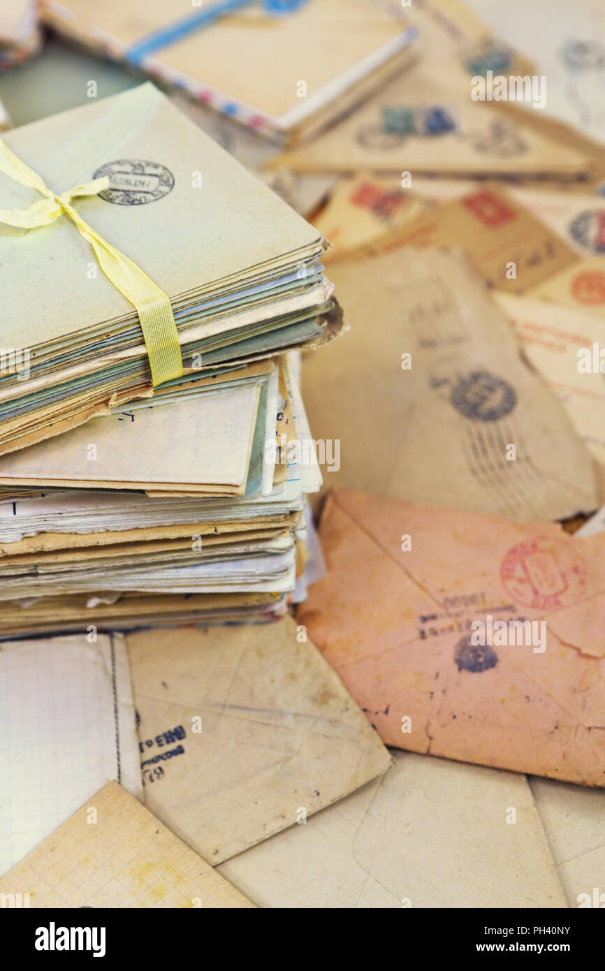 Letters stamps pile hi-res stock photography and images - Alamy