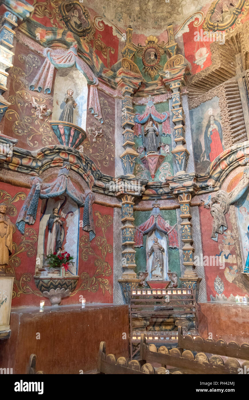 Inside view of the chapel of the Mission San Xavier Stock Photo - Alamy