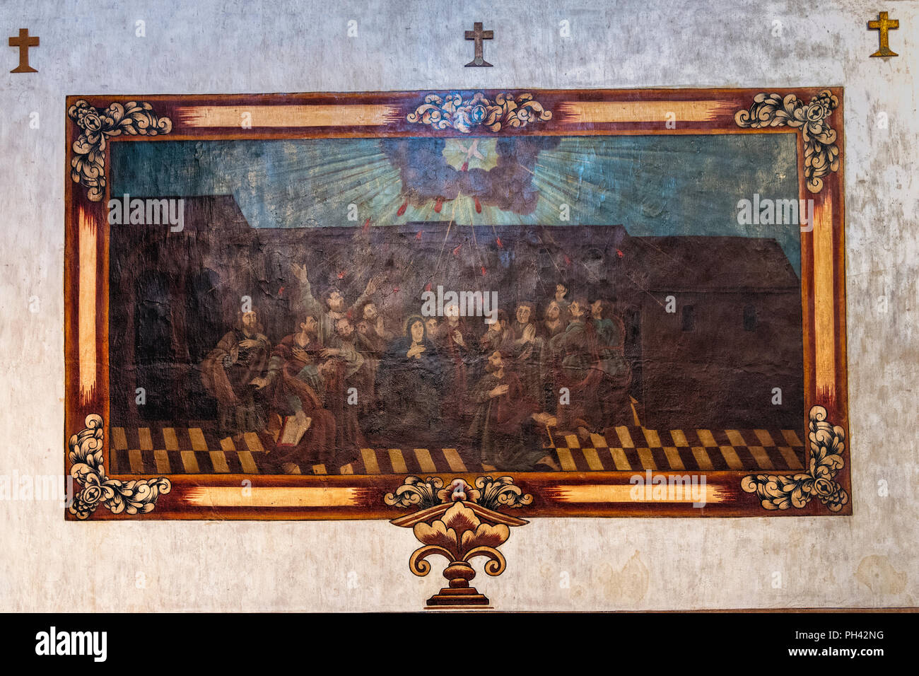Painting on the inside of the chapel of the "Last Supper" Mission San ...