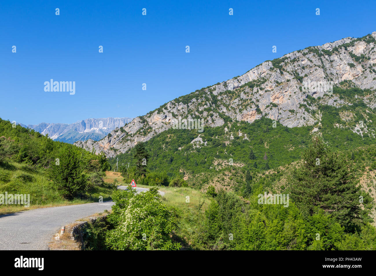 Scenic landscape view in Melesin mountain in summer day. Leskovik area ...