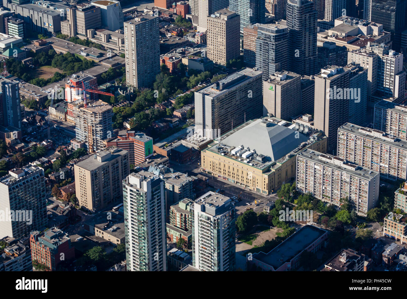 Aerial view around Carleton and Church street, including the former ...