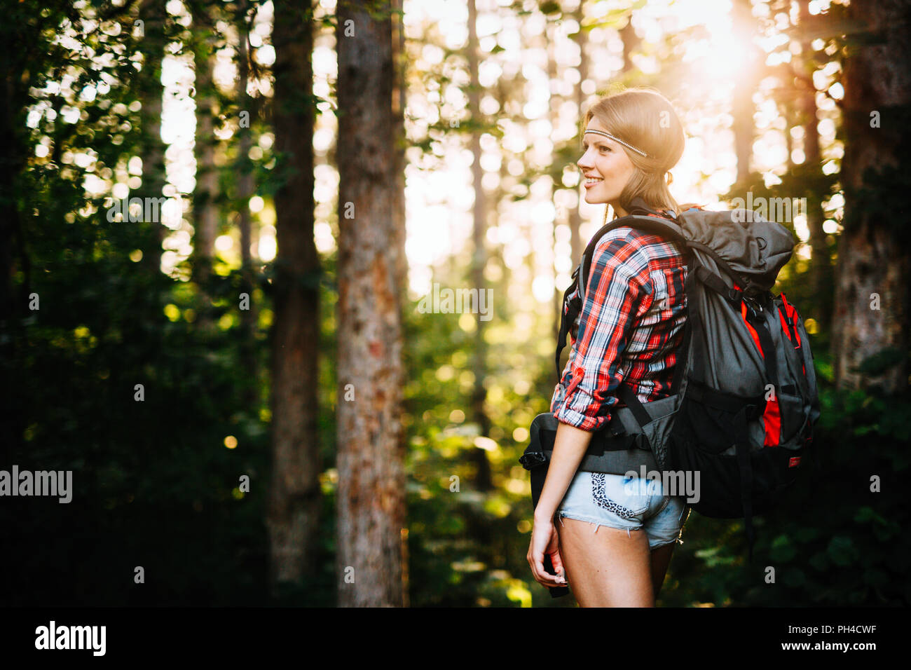 Female backpacker hi-res stock photography and images - Alamy