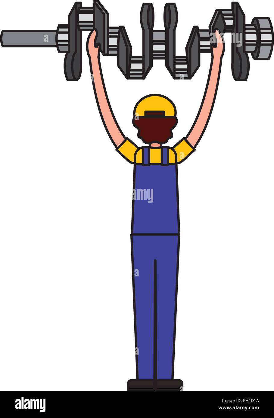 auto mechanic with crankshaft spare part design image Stock Vector ...