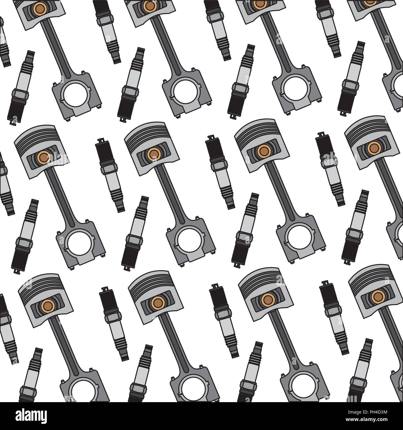 automotive service piston and spark plug parts pattern Stock Vector ...