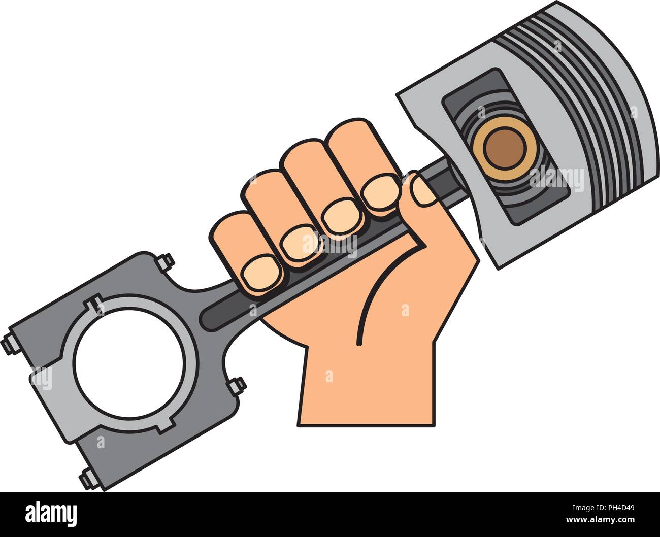 hand holding auto spare part piston design image Stock Vector Image ...