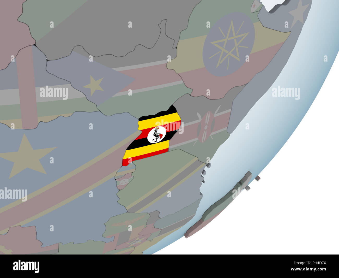 Uganda on globe flag hi-res stock photography and images - Alamy