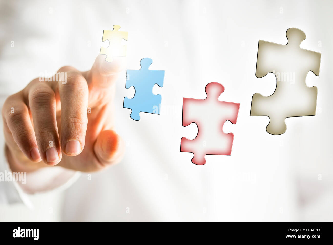 Conceptual image of business vision and plan with puzzle pieces in ...