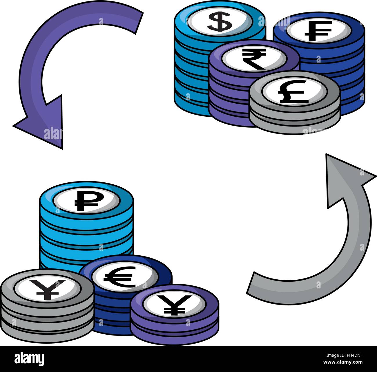 crypto coins pile with arrows Stock Vector Image & Art - Alamy