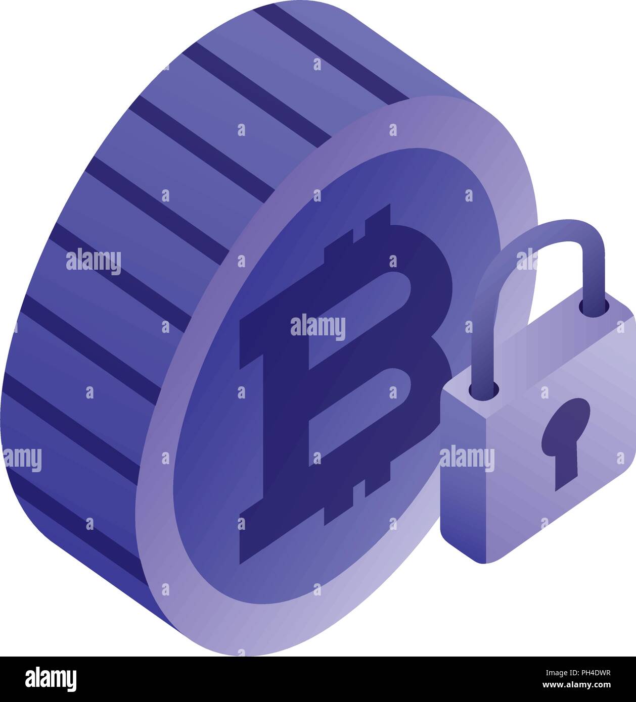 bitcoin virtual with padlock isometric icon Stock Vector Image & Art ...