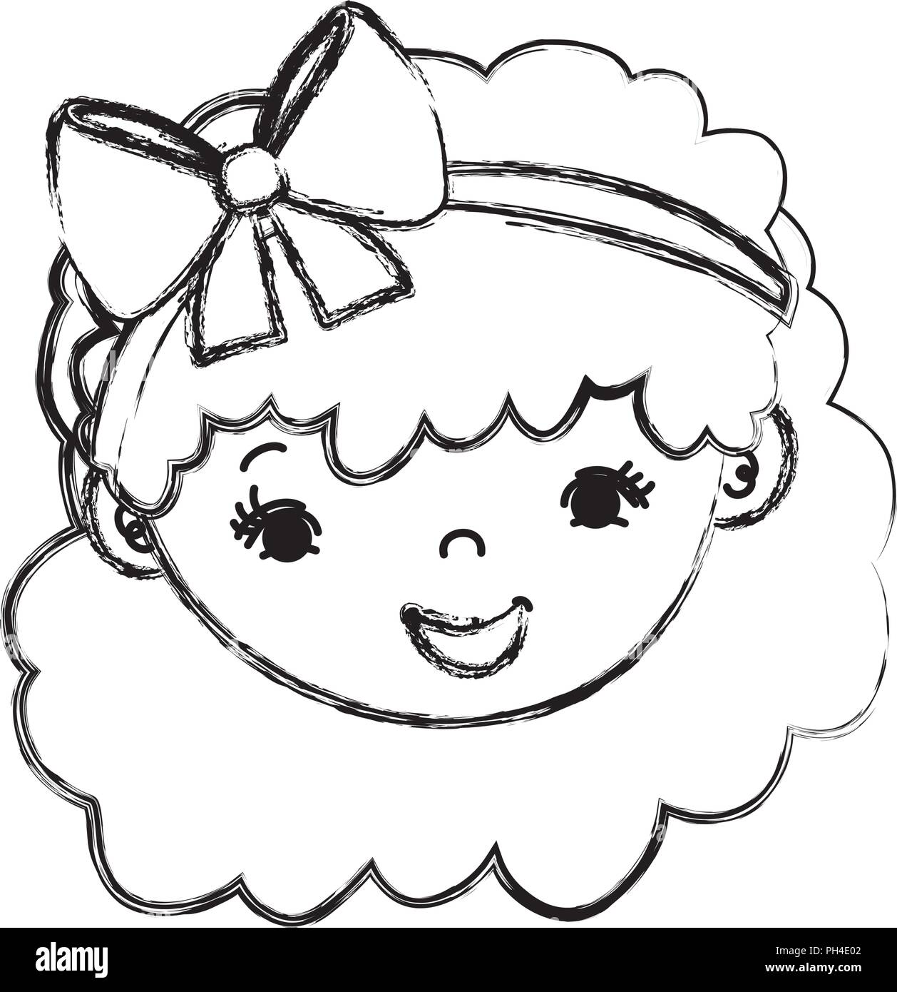 grunge happy child girl head with hairstyle Stock Vector Image & Art ...