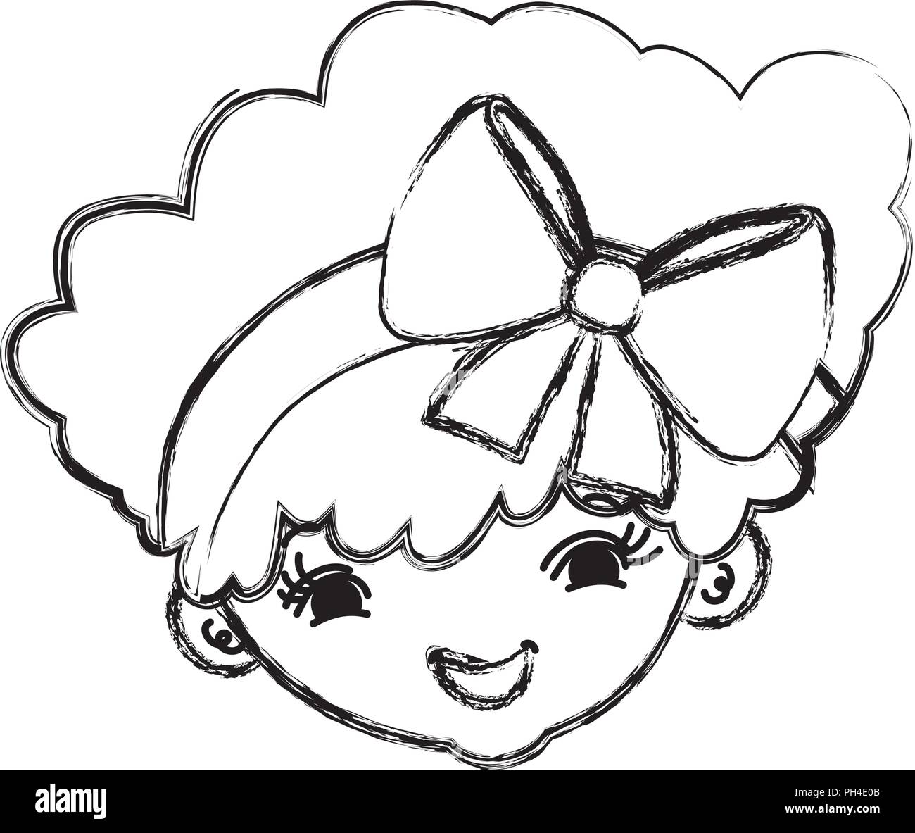 grunge nice child girl head with hairstyle Stock Vector Image & Art - Alamy