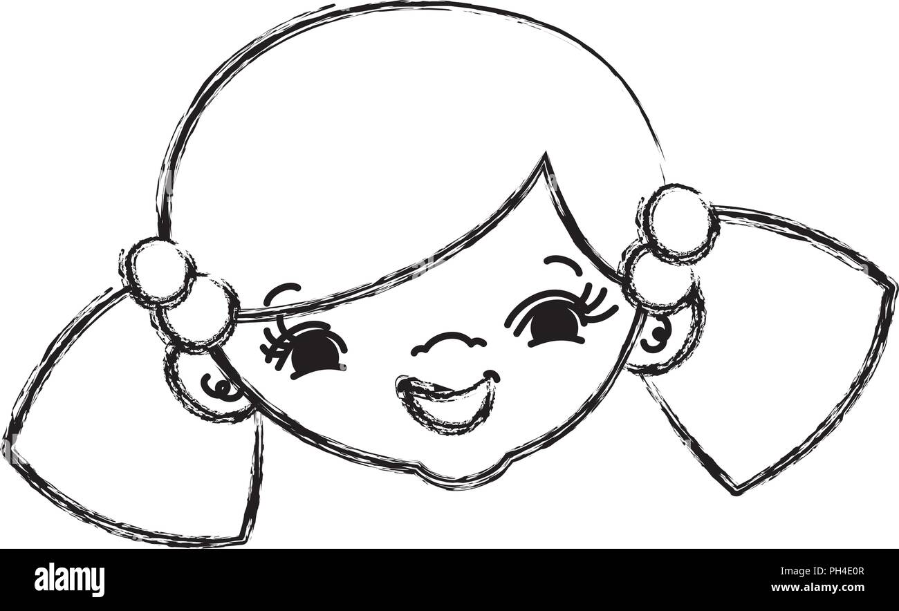 grunge cute child girl head with hairstyle Stock Vector Image & Art - Alamy