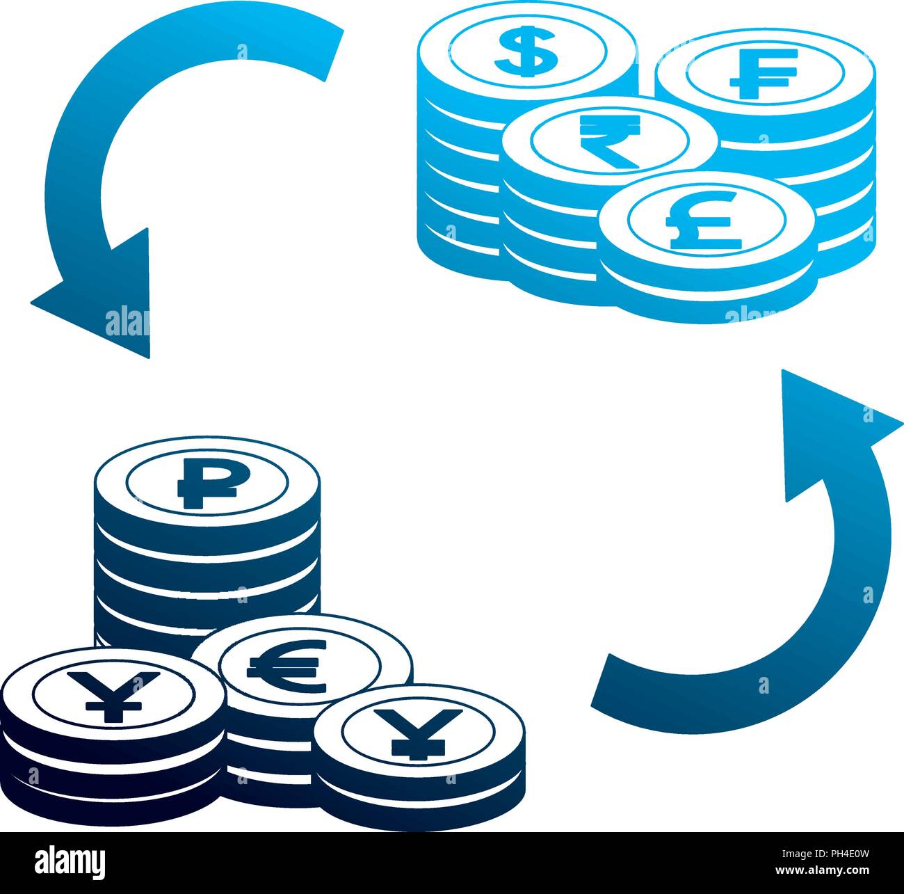 foreign exchange pile coins currency tranfer money Stock Vector Image ...