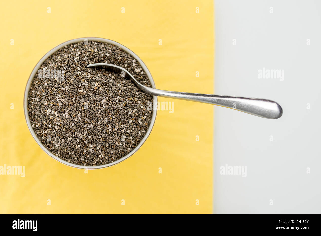 Bowl of dried chia seeds from the Salvia hispanica plant rich in ...