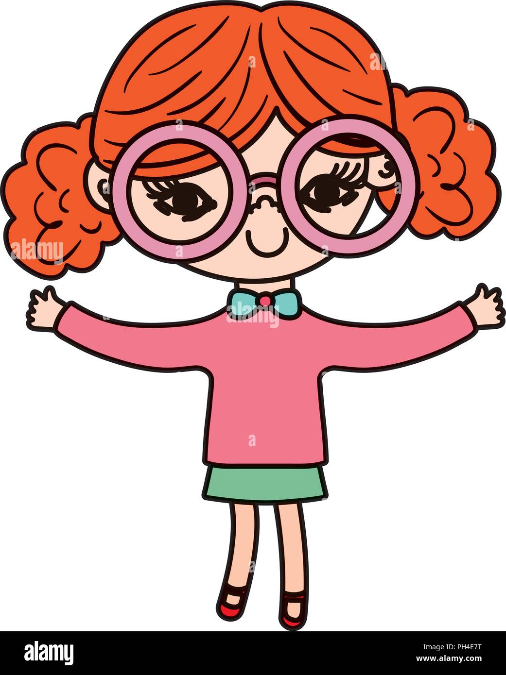 color girl child with glasses and two tails Stock Vector Image & Art ...