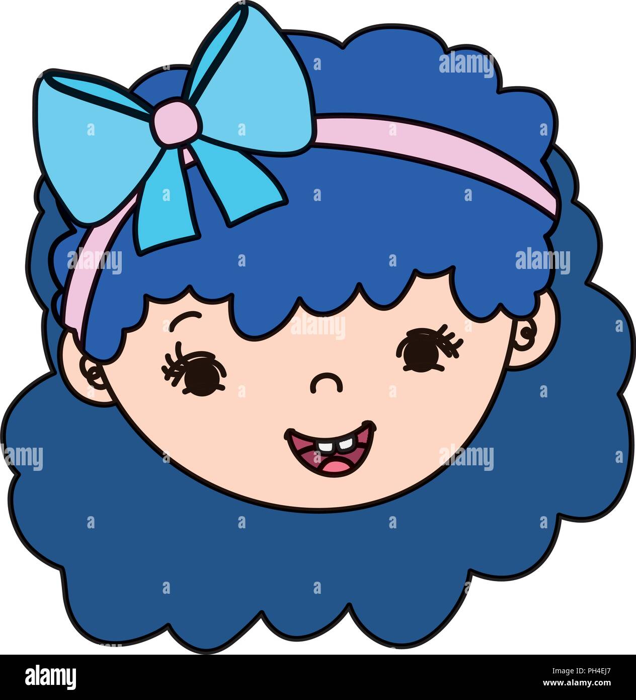 color happy child girl head with hairstyle Stock Vector Image & Art - Alamy