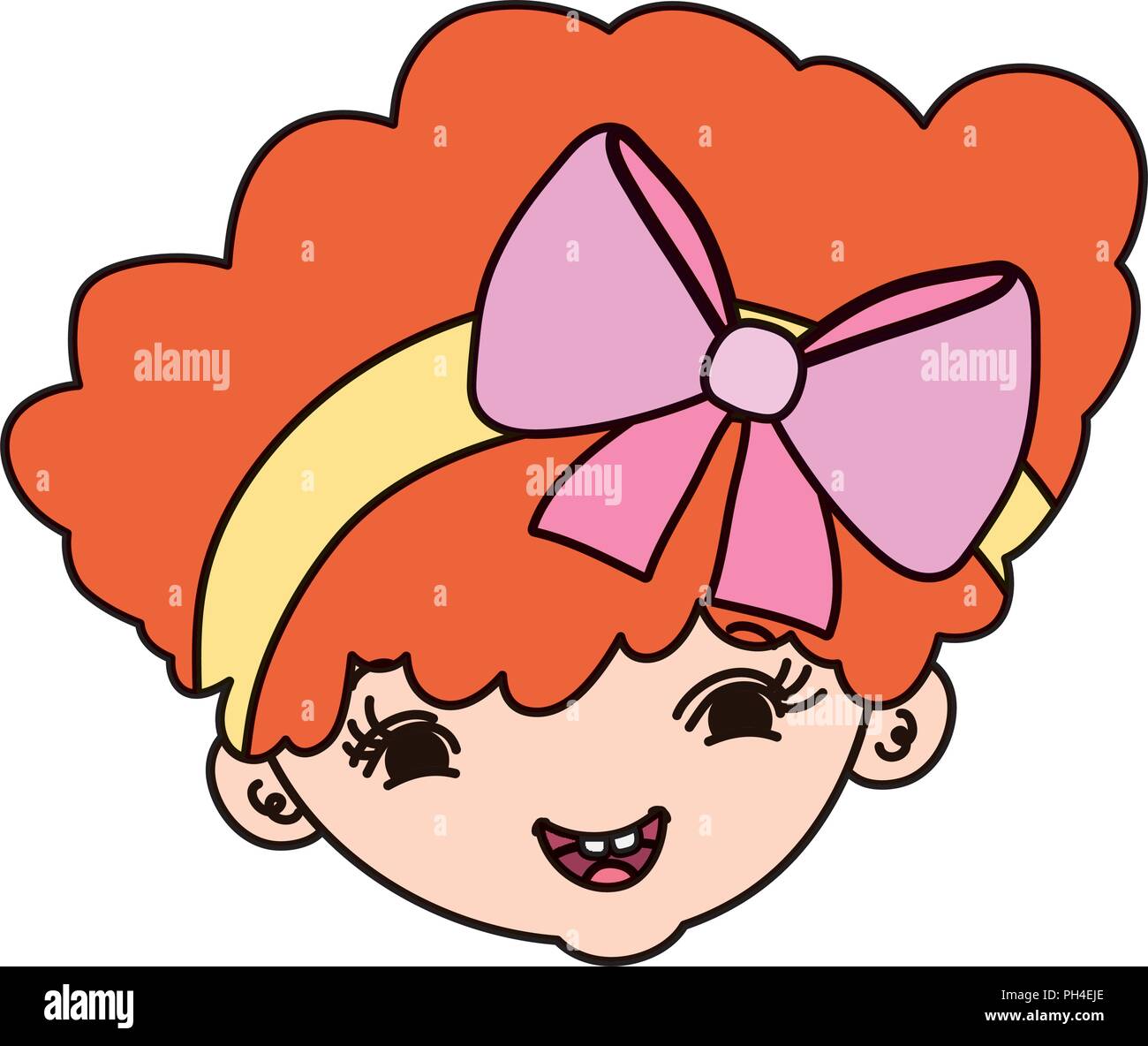 color nice child girl head with hairstyle Stock Vector Image & Art - Alamy