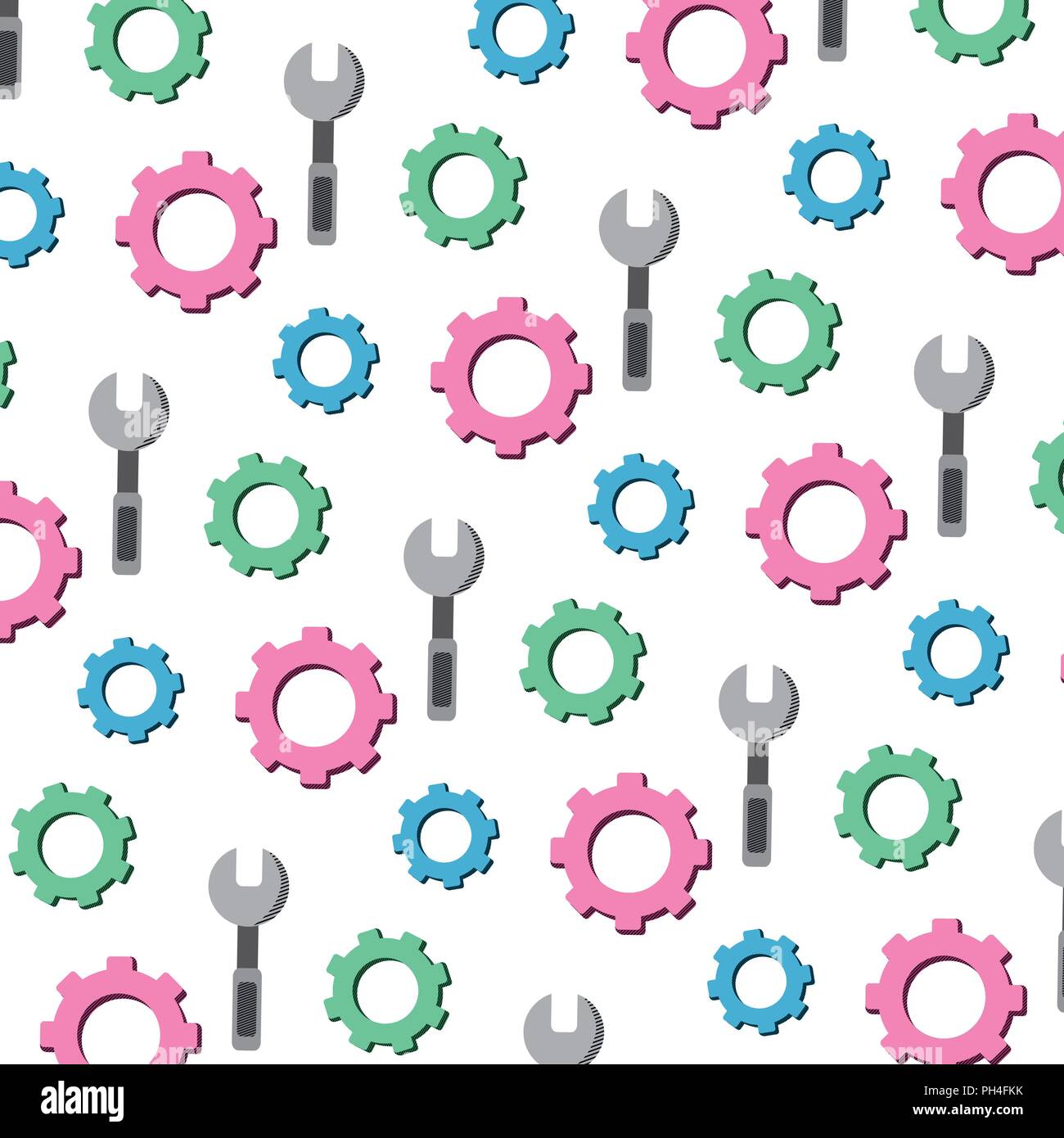 wrench equipment and industry gear background Stock Vector Image & Art ...