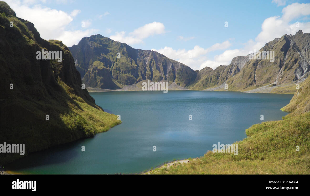 Crater lake of the volcano Pinatubo among the mountains, Philippines ...