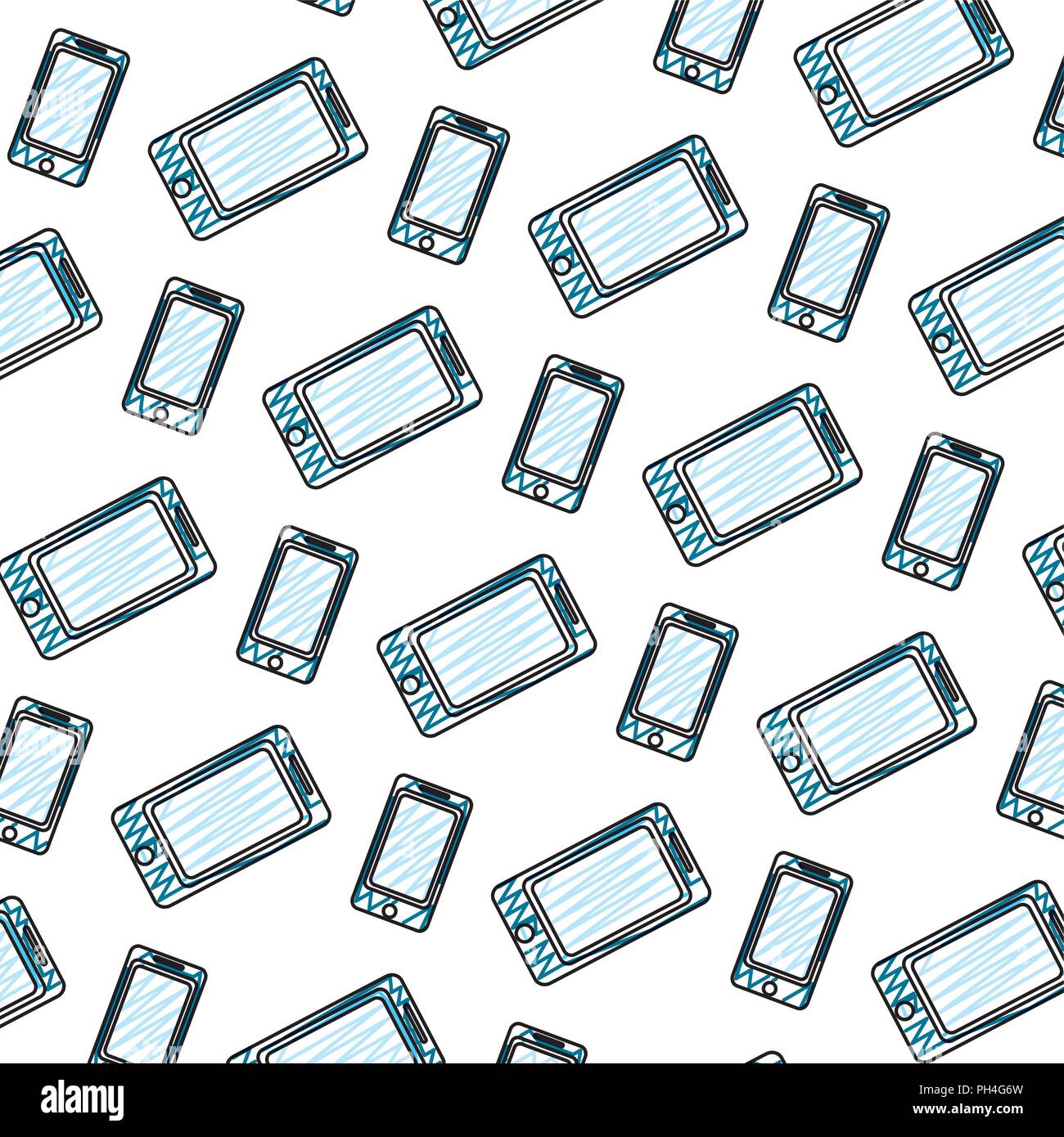 doodle electronic smartphone technology object background Stock Vector ...