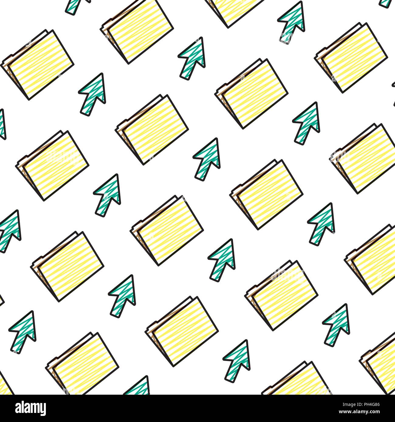 doodle folder file with arrow cursor background Stock Vector Image ...