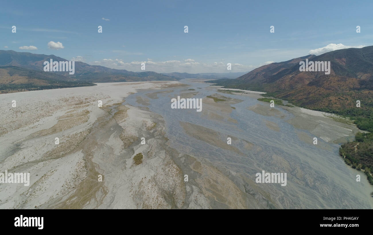Parched river in mountain province Luzon, Philippines. Aerial view ...