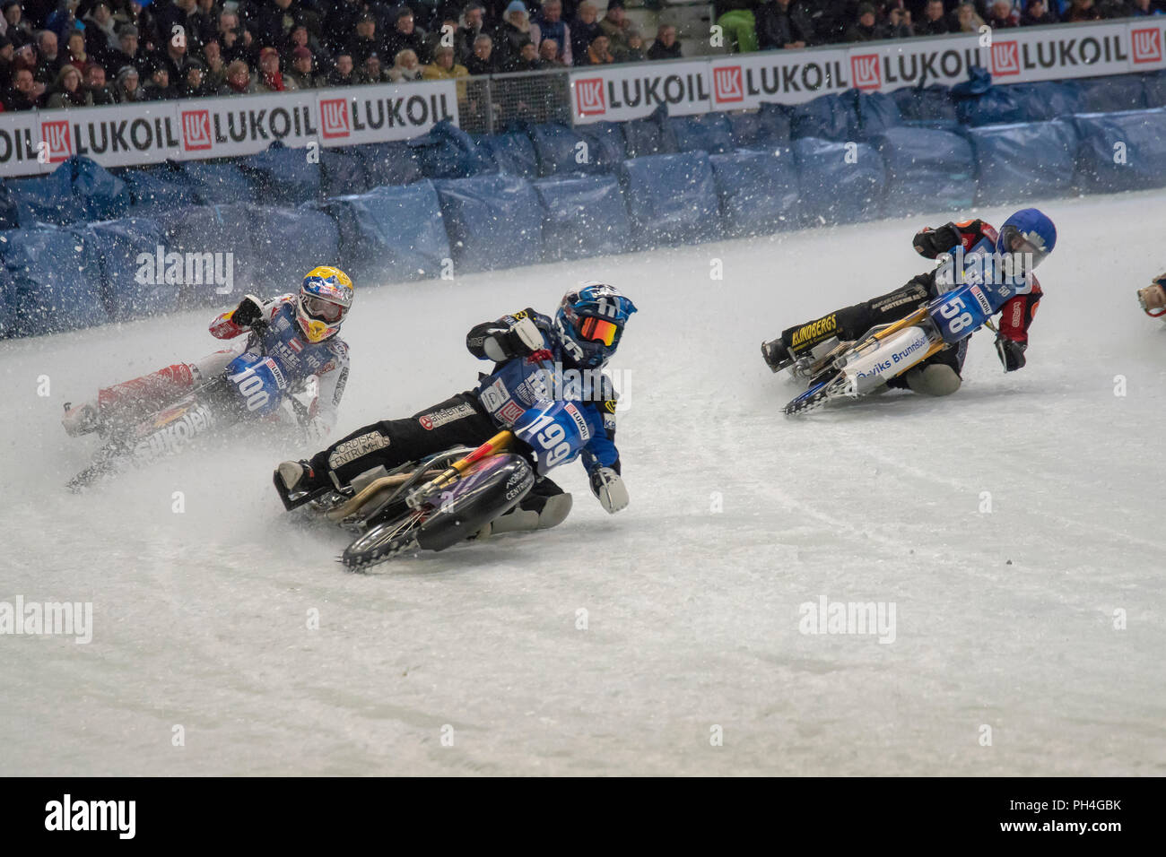 World Championship run in the ice speedway in the Max Aicher Arena in ...
