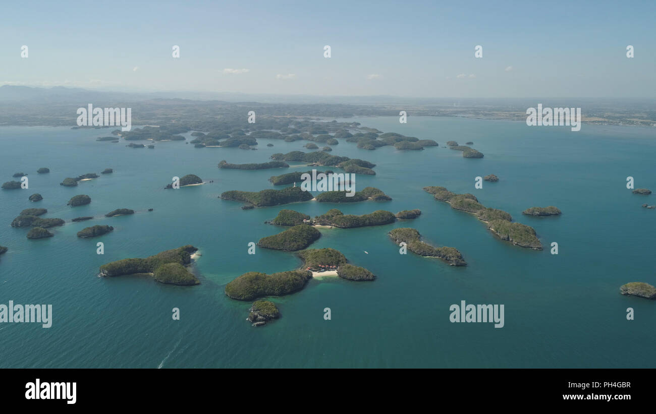 Aerial view of Small islands with beaches and lagoons in Hundred ...